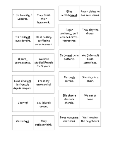 French Teaching Resources. The Present Tense Dominoes. | Teaching Resources