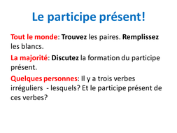 French Teaching Resources. The Present Participle. | Teaching Resources