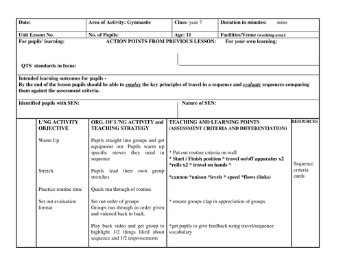 Gymnastics Lesson Plans and Differentiated Resource Cards by ...