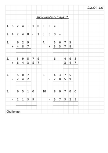10min Arithmetic Practice | Teaching Resources