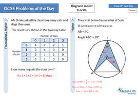 GCSE Problem Solving Questions of the Day - 15th April | Teaching Resources