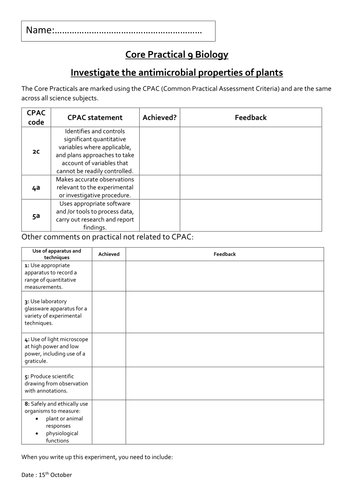 SNAB 2015 CPAC Core Practical front covers | Teaching Resources