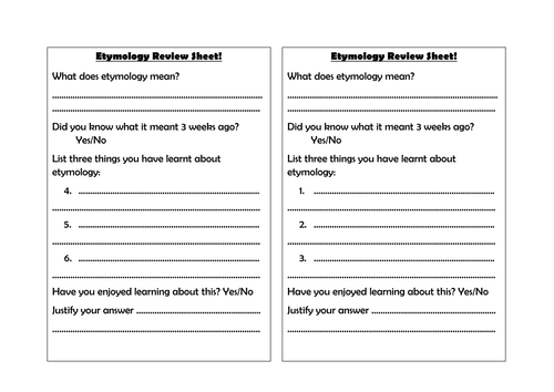 Etymology Scheme of Work | Teaching Resources