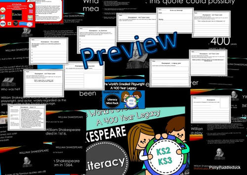 Shakespeare- Mini Activity Pack ( Presentation and Activities KS2/KS3 ...