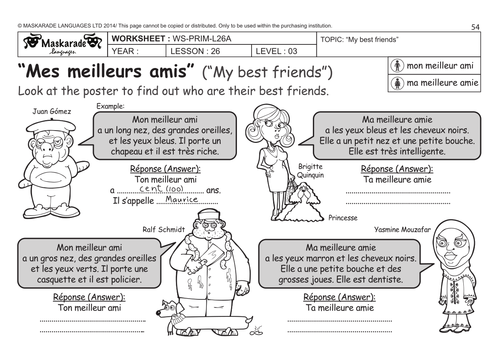 FRENCH (UNIT 6: FRIENDS/TIME/ACTIVITIES): YEAR 5 & 6: Describing your ...