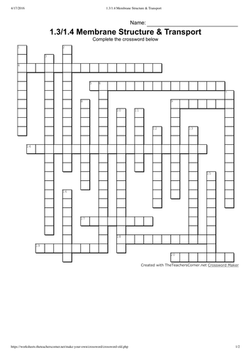 IB Biology Topic 1 Cell Biology Crossword Puzzles | Teaching Resources