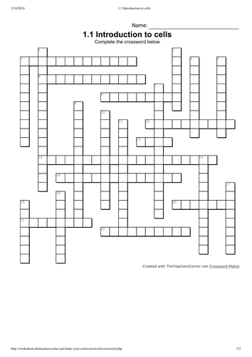 IB Biology Topic 1 Cell Biology Crossword Puzzles | Teaching Resources