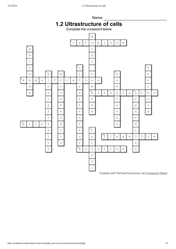 IB Biology Topic 1 Cell Biology Crossword Puzzles | Teaching Resources