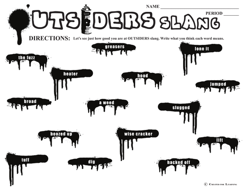 OUTSIDERS 34 Slang Phrases - Spraypaint Graffiti (by S.E. Hinton ...
