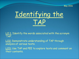 GCSE English Language - Identifying the TAP | Teaching Resources