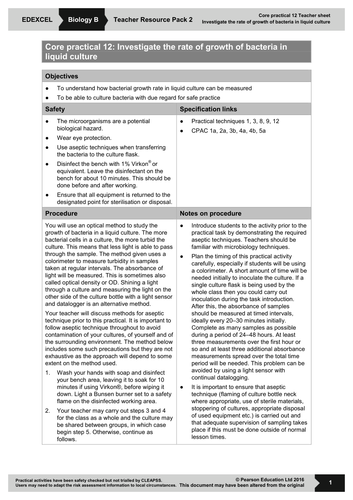 L4 Bacterial Growth - Core Practical 12 - Biology B Edexcel | Teaching ...