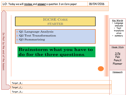 IGCSE Core- Question 3 revision | Teaching Resources