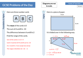 GCSE Problem Solving Questions of the Day - 19th April | Teaching Resources