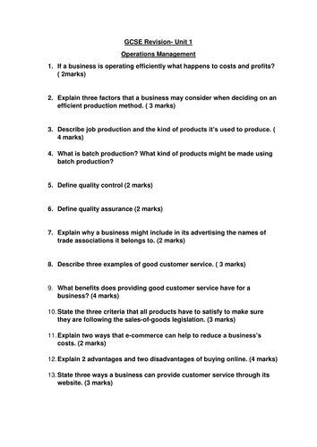 AQA GCSE Business Unit 1 Revision | Teaching Resources AQA GCSE Business Unit 1 Revision | Teaching Resources