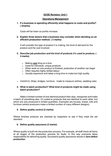 AQA GCSE Business Unit 1 Revision | Teaching Resources AQA GCSE Business Unit 1 Revision | Teaching Resources