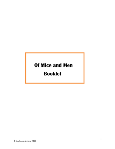 Of Mice and Men Booklet | Teaching Resources