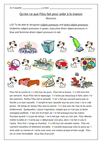 FRENCH - Household chores - Qu'est-ce que Filou fait pour aider à la ...