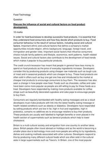 GCSE Food Technology 2016 High Protein Meals based on a variety of ...