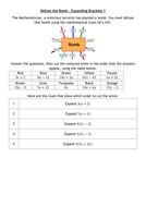 Defuse the Bomb - Expanding and Factorising | Teaching Resources
