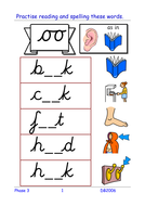 Phase 3: [short] 'oo' sound [as in good, book]: table cards, activities ...