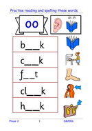Phase 3: [short] 'oo' sound [as in good, book]: table cards, activities ...