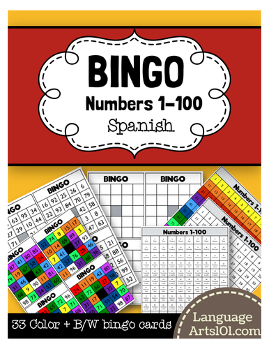 Spanish Bingo Numbers 1-100 | Teaching Resources