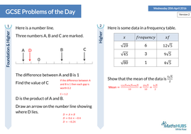 GCSE Problem Solving Questions of the Day - 20th April | Teaching Resources