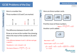 GCSE Problem Solving Questions of the Day - 20th April | Teaching Resources