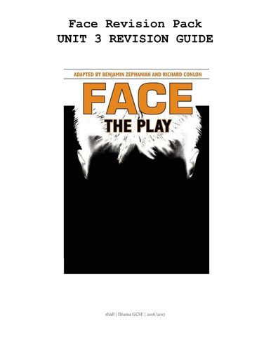FACE The Play Revision Guide for Drama GCSE WJEC | Teaching Resources