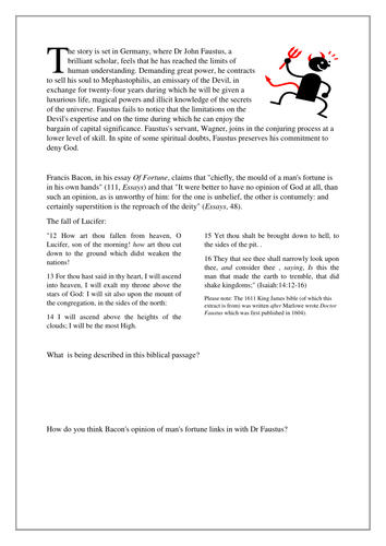 Dr Faustus A level resource pack | Teaching Resources