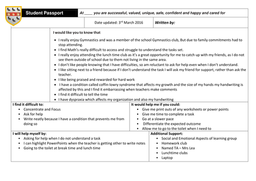 Pupil Passport Template and examples by schandler1 - Teaching Resources ...