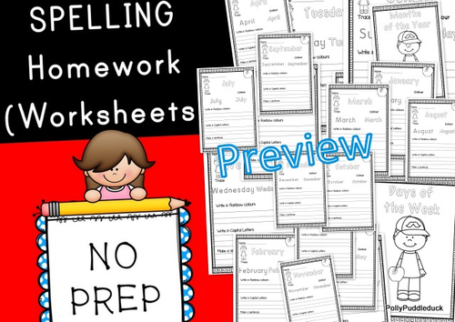 Spelling Homework Worksheets for KS1 | Teaching Resources