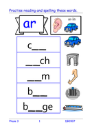 Phase 3: 'ar' sound [as in farm, card]: table/group cards, activities ...
