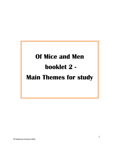 Of Mice and Men booklet 2 - Main Themes for Study | Teaching Resources
