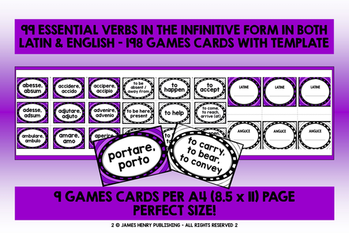 LATIN VERBS CARDS 1 | Teaching Resources