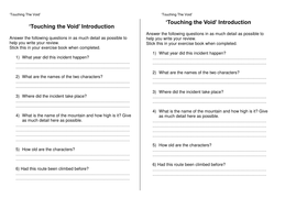 'Touching the Void' scheme of work | Teaching Resources