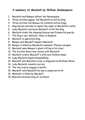 KS3 or KS4 Shakespeare's Macbeth based on the NEW GCSE English ...