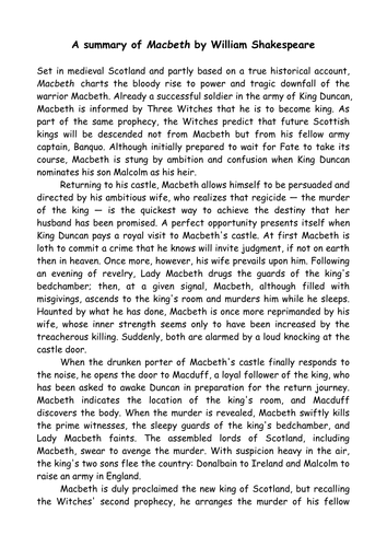 KS3 or KS4 Shakespeare's Macbeth based on the NEW GCSE English ...