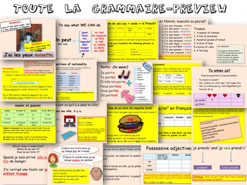 Grammar and tenses in French {224 slides} - All the grammar from easy ...