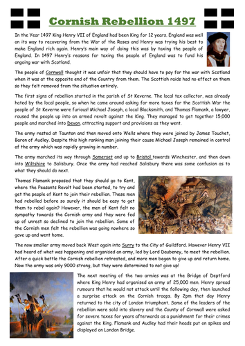 Cornish Rebellion 1497 | Teaching Resources