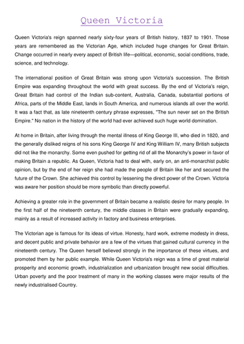 Queen Victoria | Teaching Resources