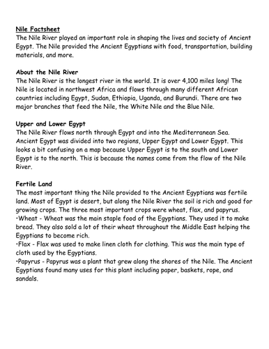 Egypt Topic Planner and accompanying worksheets - First Level ...