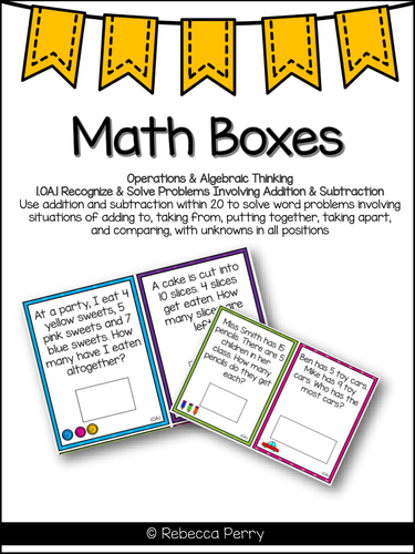 1.OA.1 - Math Boxes Maths Activity - CCSS | Teaching Resources
