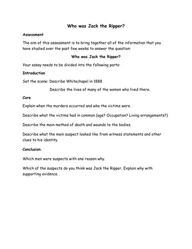 Jack The Ripper (A History Mystery) | Teaching Resources