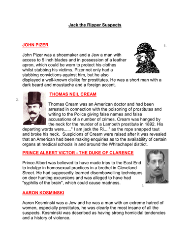 Jack The Ripper (A History Mystery) | Teaching Resources
