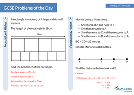 GCSE Problem Solving Questions of the Day - 26th April | Teaching Resources