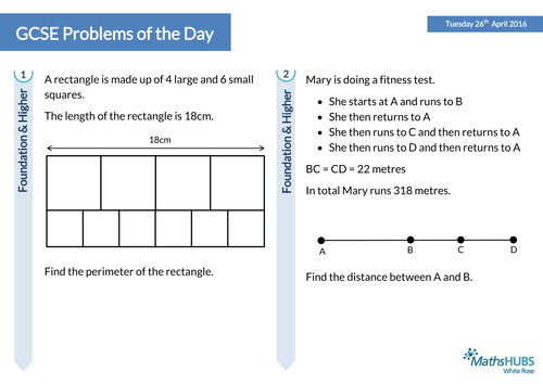 GCSE Problem Solving Questions of the Day - 26th April | Teaching Resources