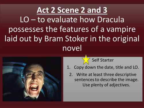 KS3 Complete scheme of work for Dracula (The Play by David Calcutt ...