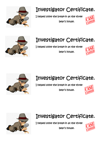Traditional Tales - Goldilocks - Crime Scene Investigation - 1 Week ...