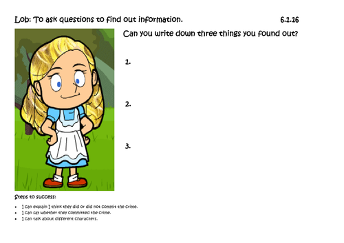 Traditional Tales - Goldilocks - Crime Scene Investigation - 1 Week ...